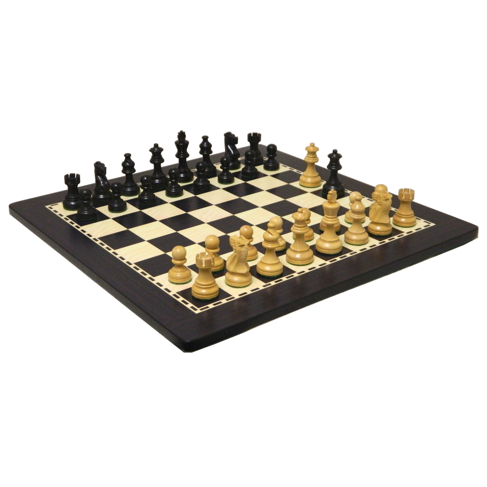 3.75" Ebonized American Style Staunton Chess Set