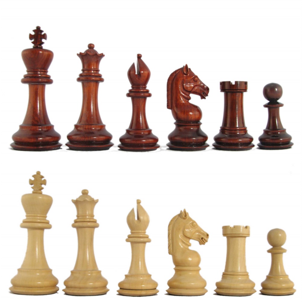 4 1/2" MoW Crimson Rosewood Myrmidon Staunton Chess Pieces