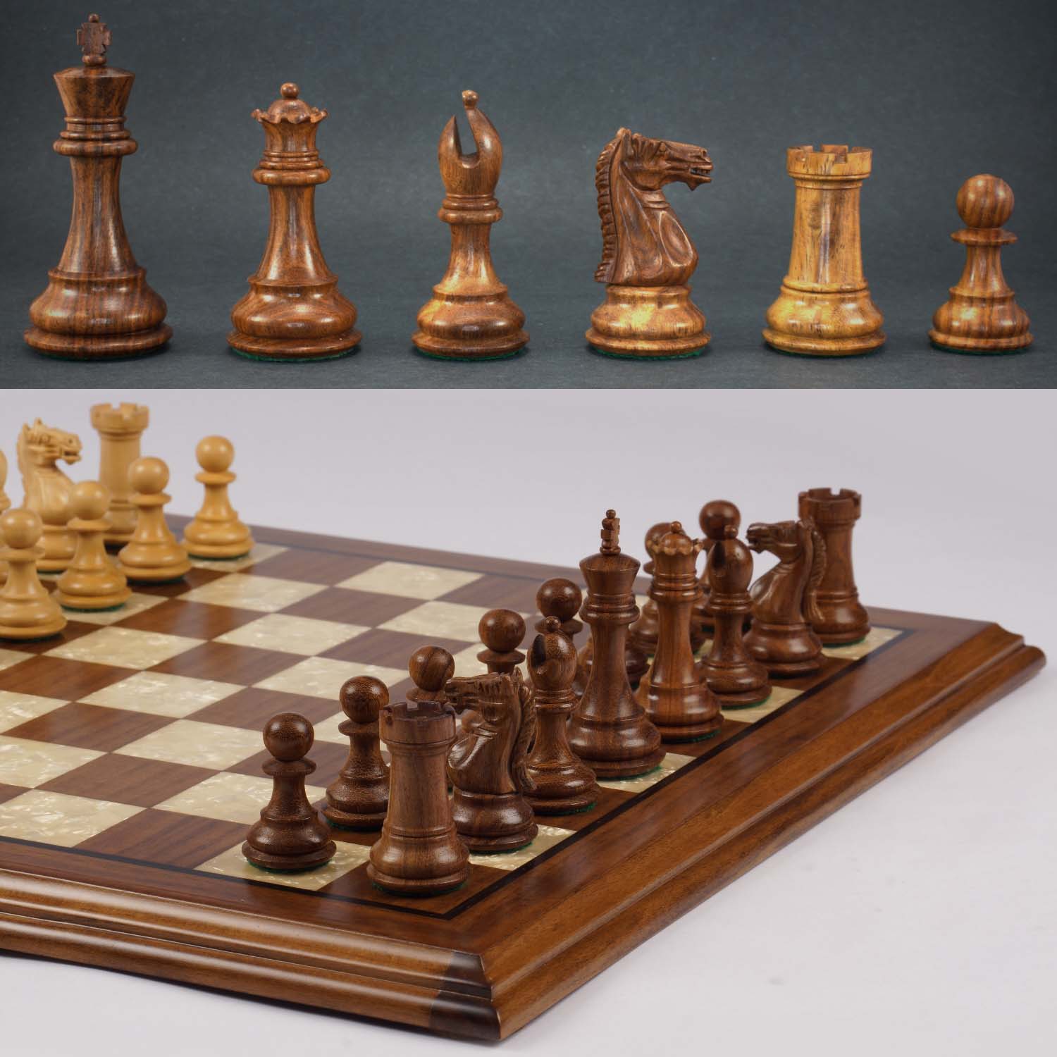 16" Mark of Westminster Honey Rosewood Luxe Legionnaires Turkish Chess Set