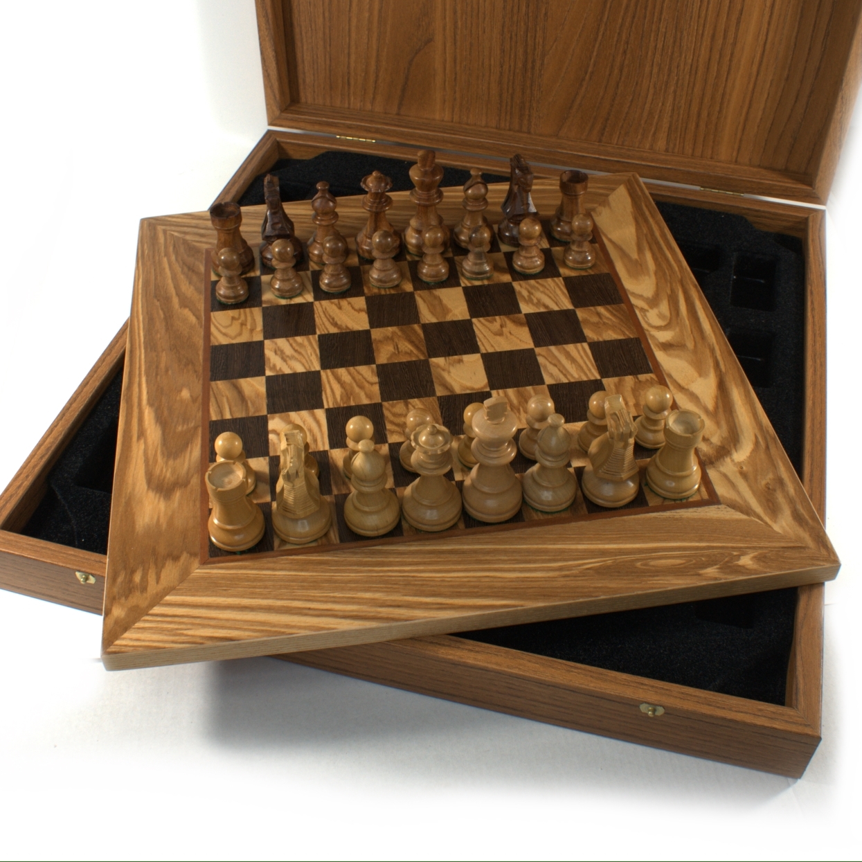 13" Luxury Executive Desktop Olive and Wengue Chess Set with Case