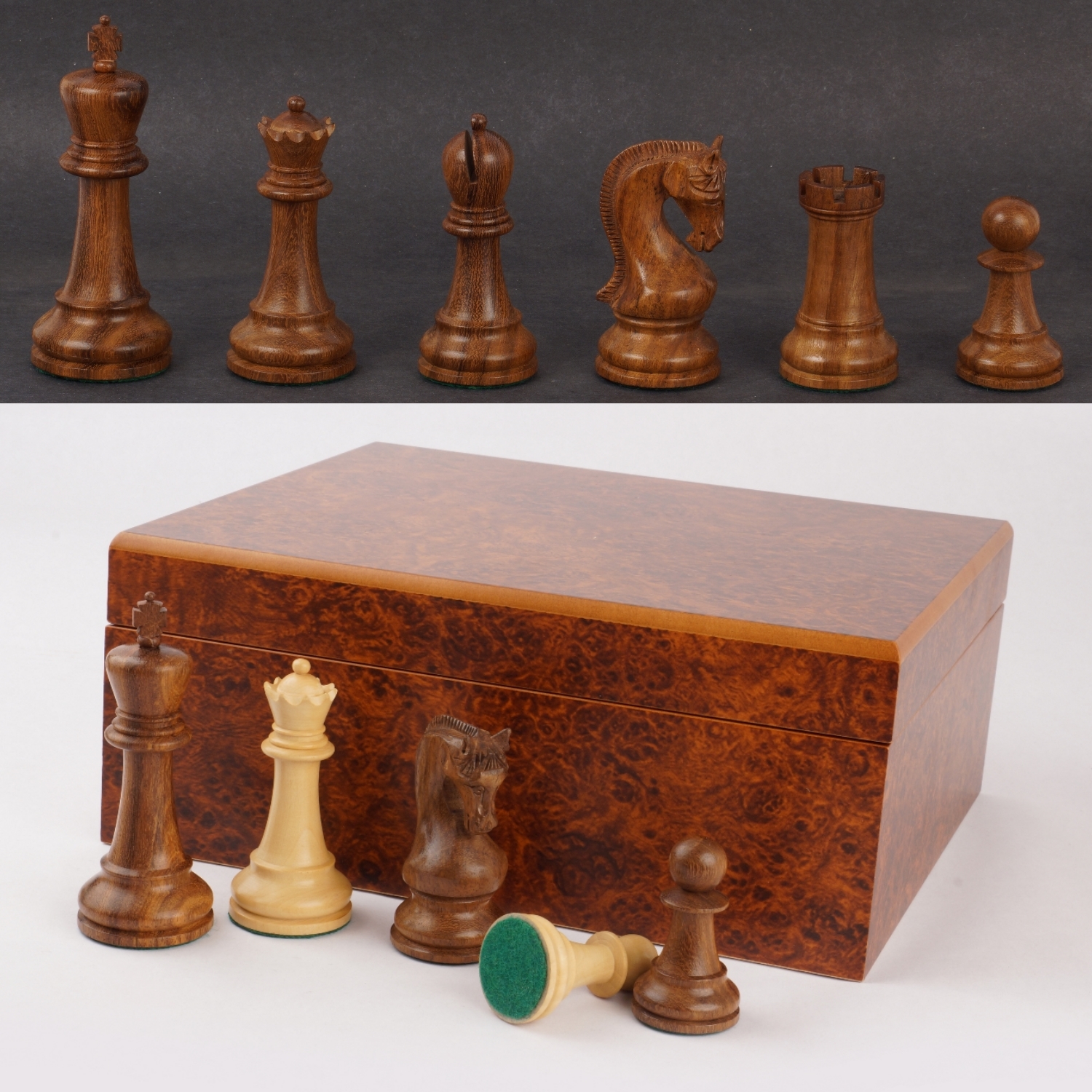 4.25" Mark of Westminster Honey Rosewood Old World Staunton Chess Pieces