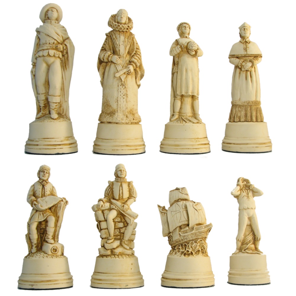 6.5" Christopher Columbus Crushed Stone Chess Pieces
