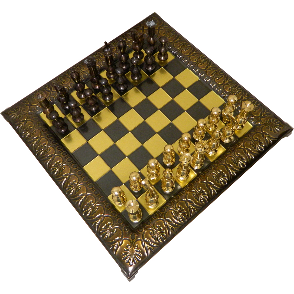 18" Royal Brass Byzantine Staunton Chess Set