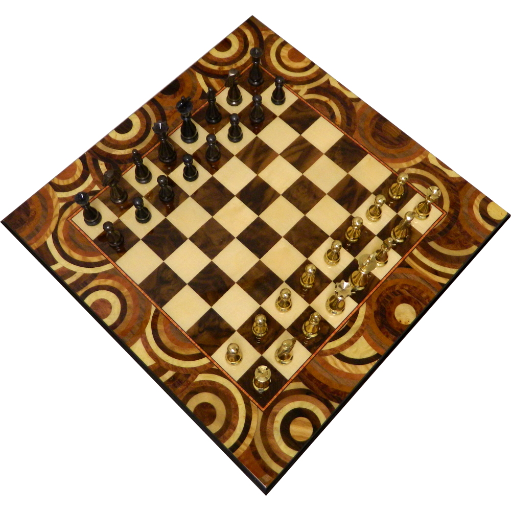 3.5" Modern Brass Artistic Staunton Chess Set