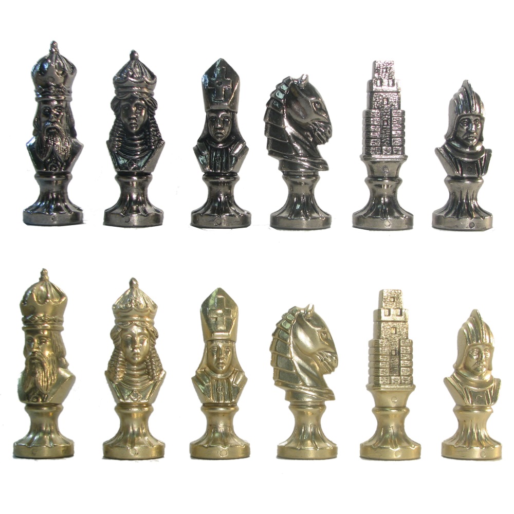 3 3/4" Ultraweight Metal Moncada Medieval Chess Pieces