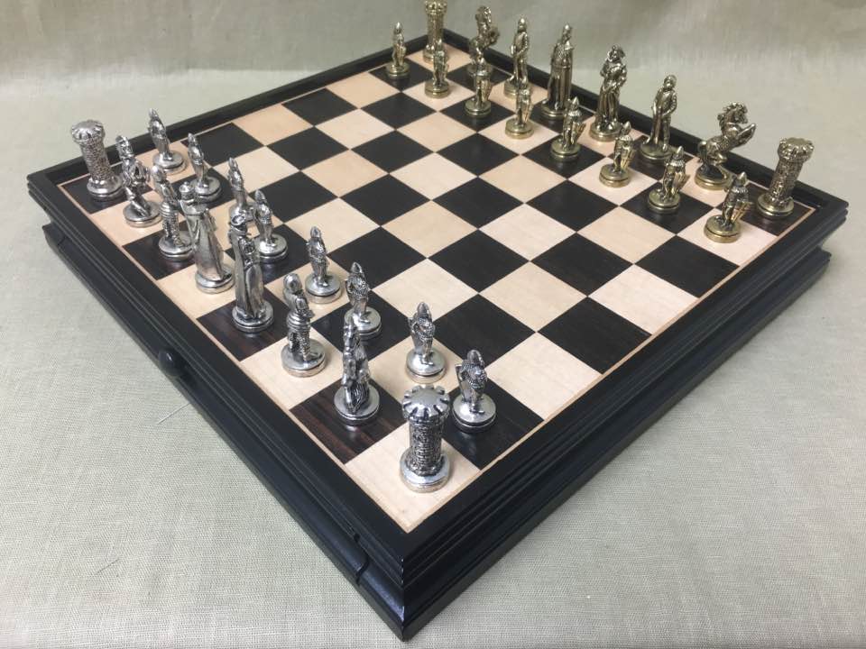 15" Metal Medieval Knights Storage Chess Set
