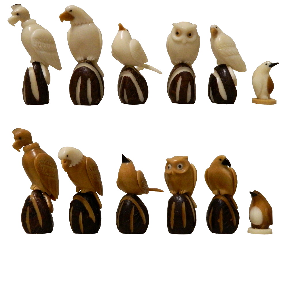 Tagua Organic Ivory Birds Chess Pieces