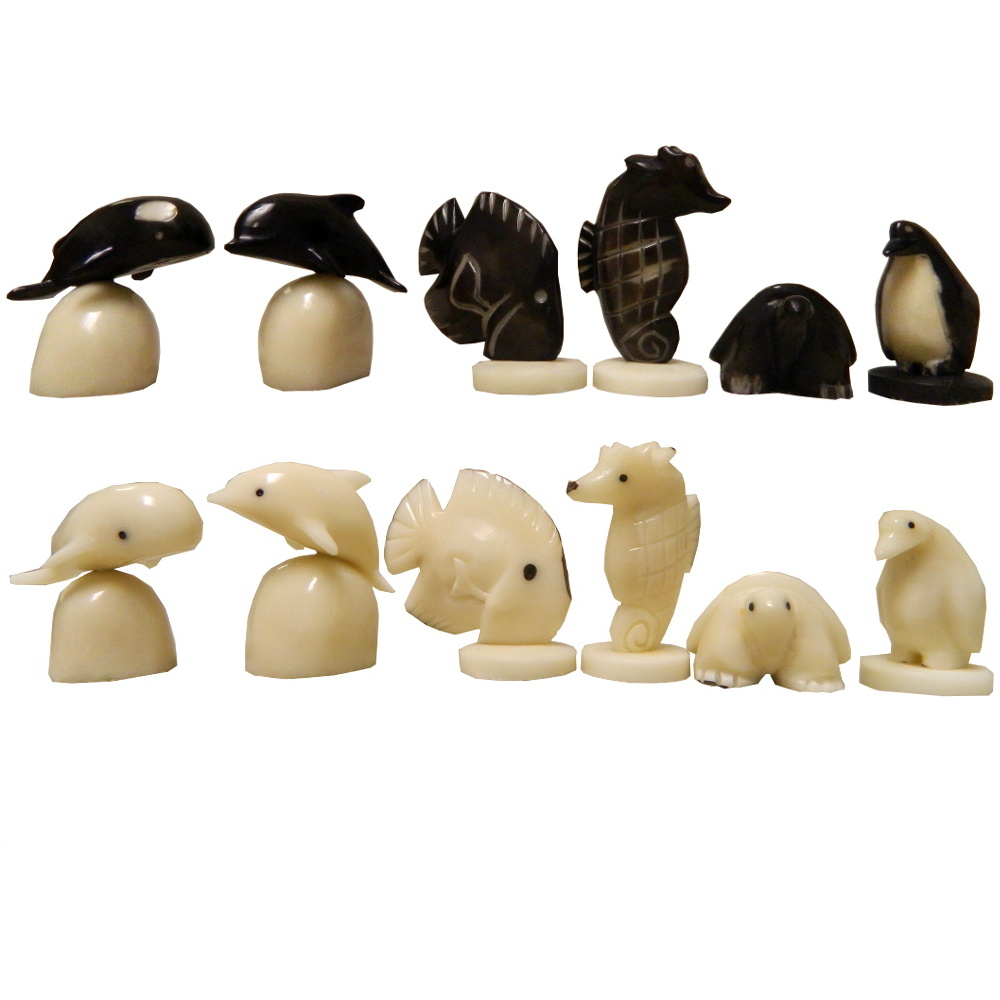 Tagua Organic Ivory Penguins Chess Pieces