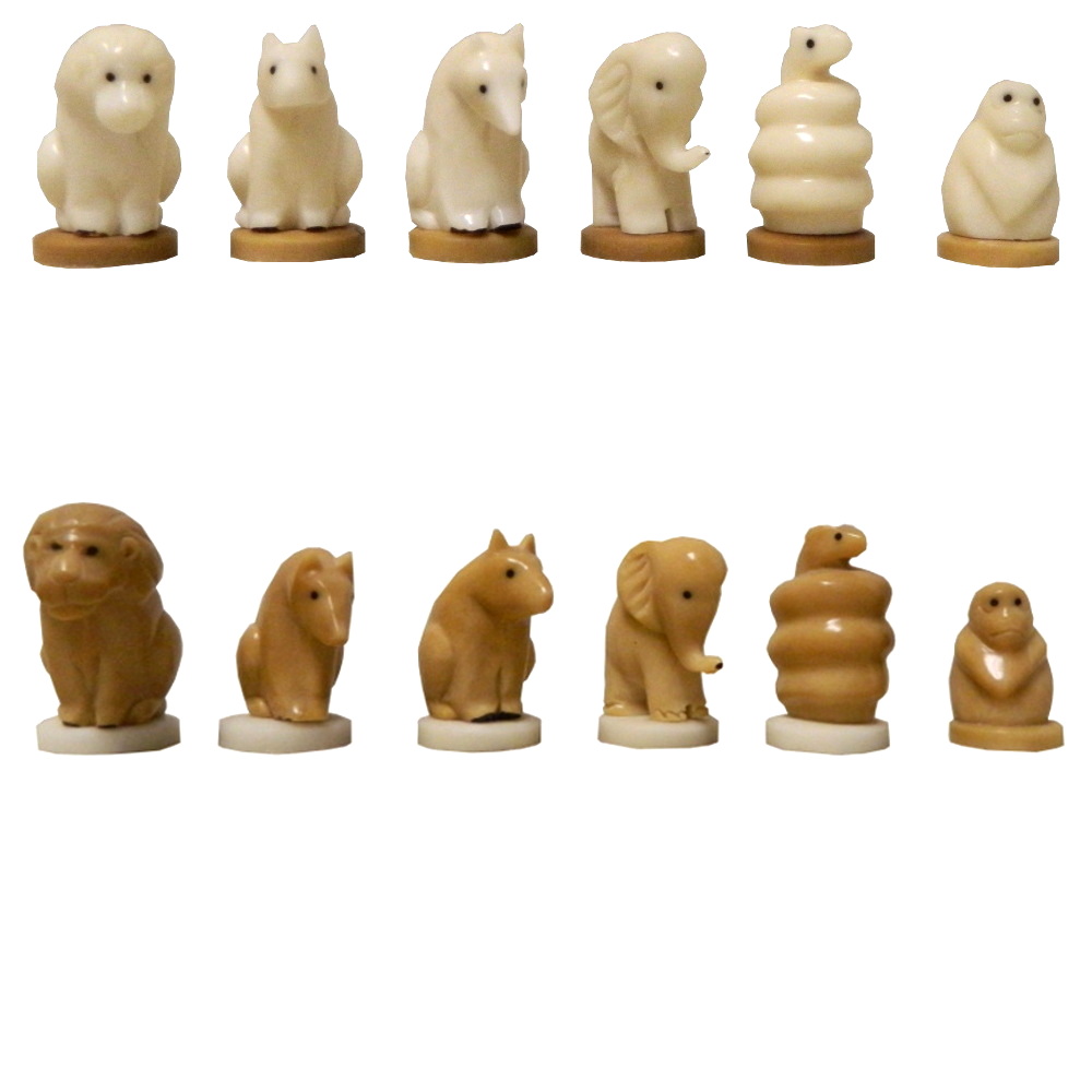 Tagua Organic Ivory African Animals Chess Pieces