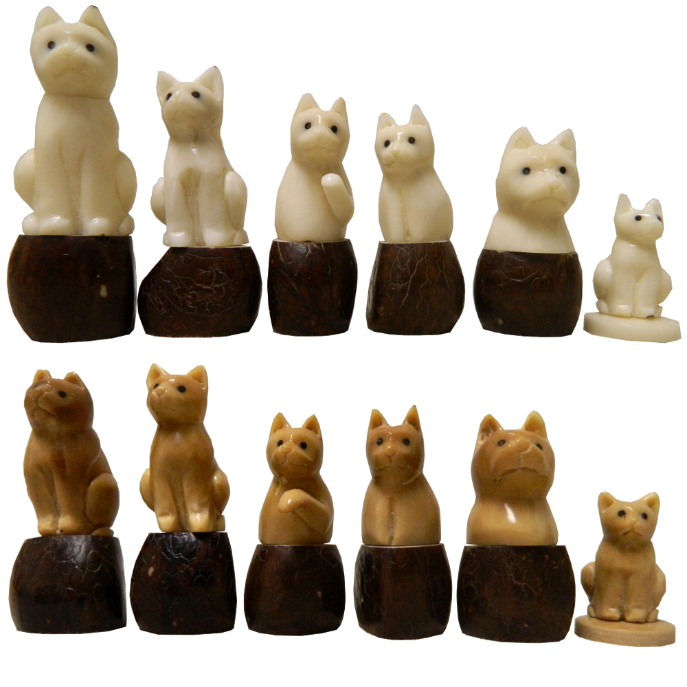 Tagua Organic Ivory Cats Chess Pieces