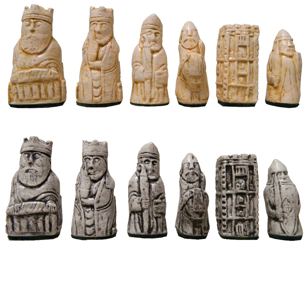 Mini Isle of Lewis Natural Stone Finish Hydrostone Chess Pieces