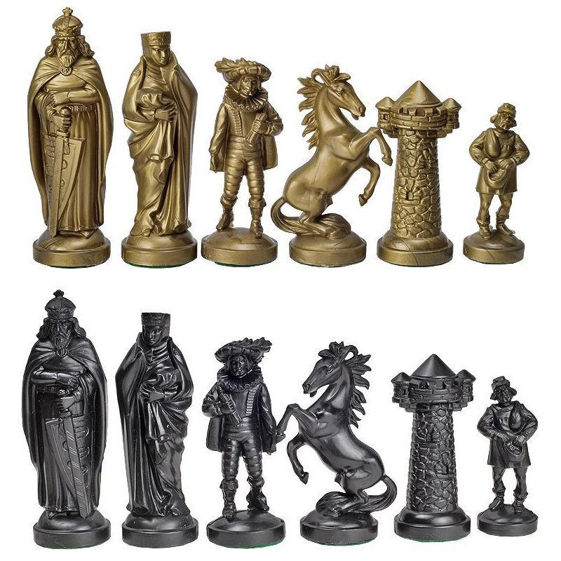 3.75" Black & Gold Medieval Plastic Chess Pieces