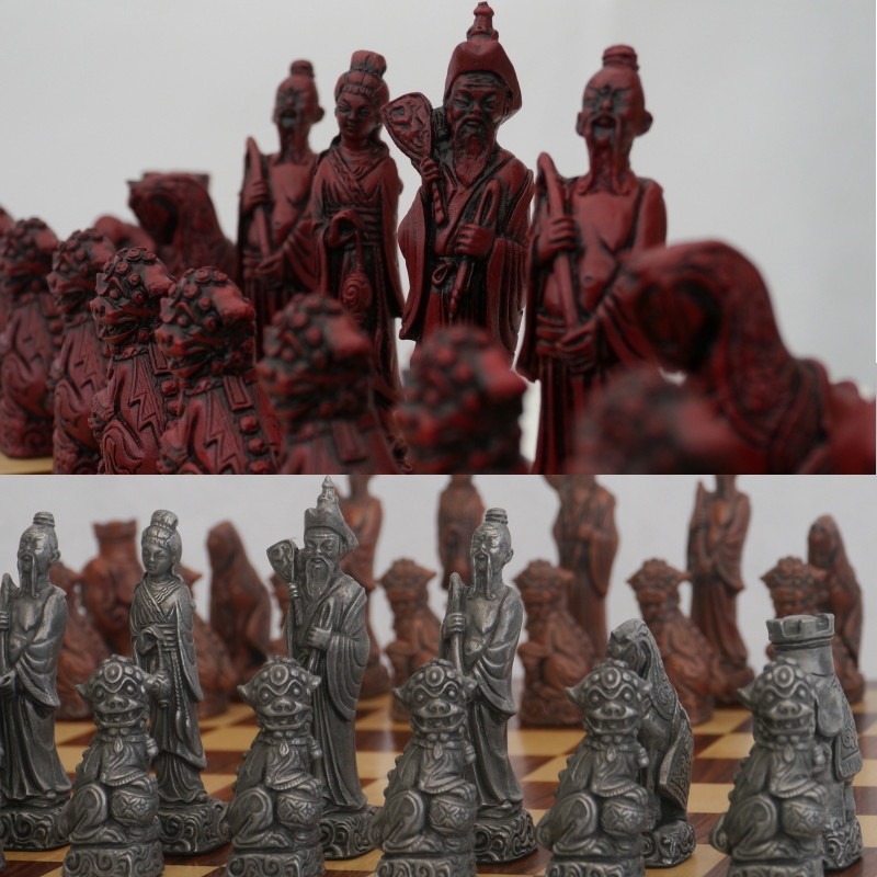 5.5" Mandarin Style Crushed Stone Chess Pieces