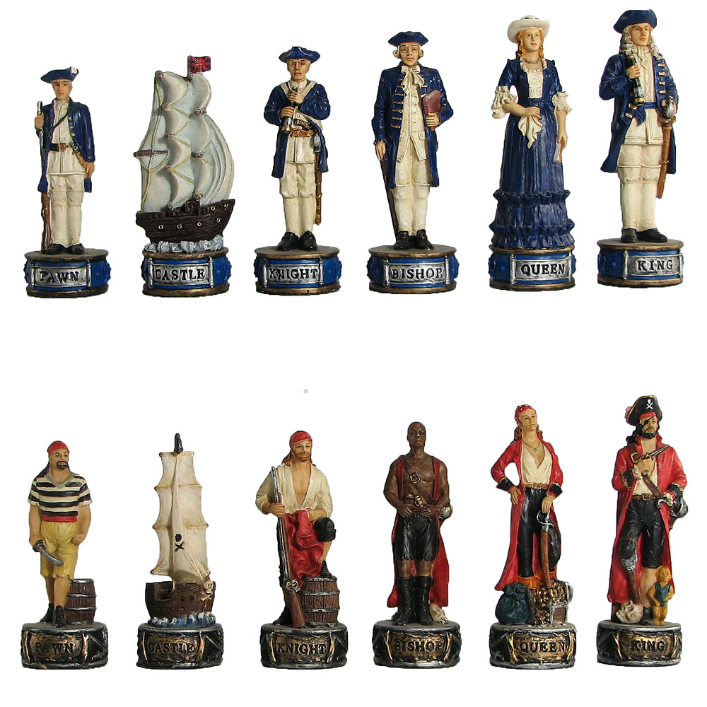 3.25" Pirates vs British Navy Hand Painted Polystone Chess Pieces