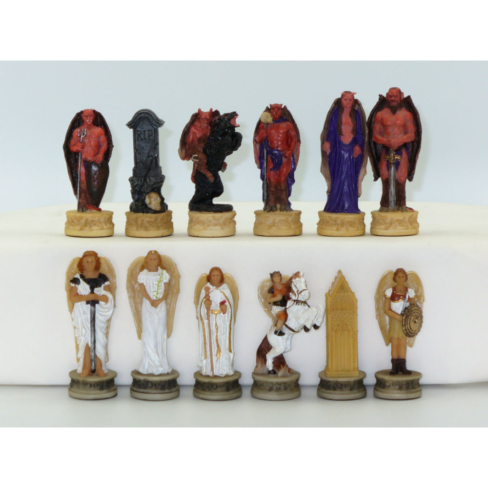 3.25" Angels and Devils Hand Painted Polystone Chess Pieces
