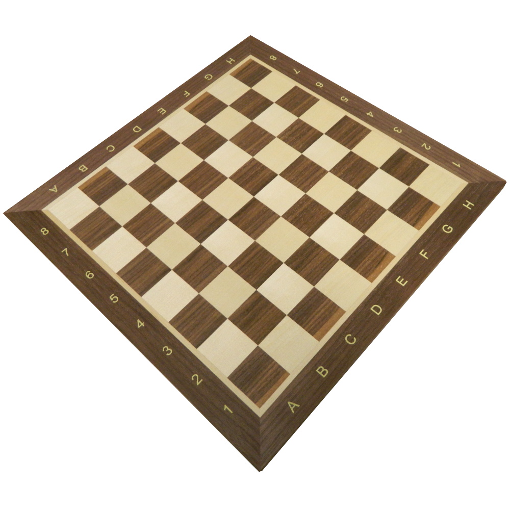 21" Walnut & Sycamore Chess Board with 2.25" Squares & Notation