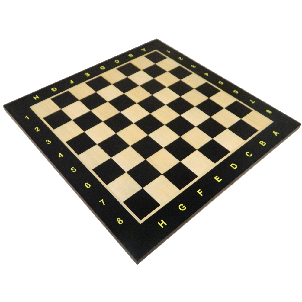 16" Black & Sycamore Chess Board with 1.5" Squares & Notation