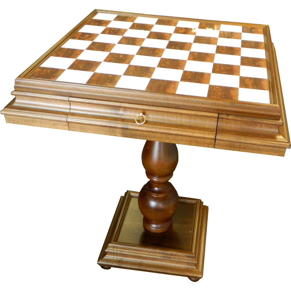 24" Natural Alabaster Top Italian Luxury Pedestal Chess Table