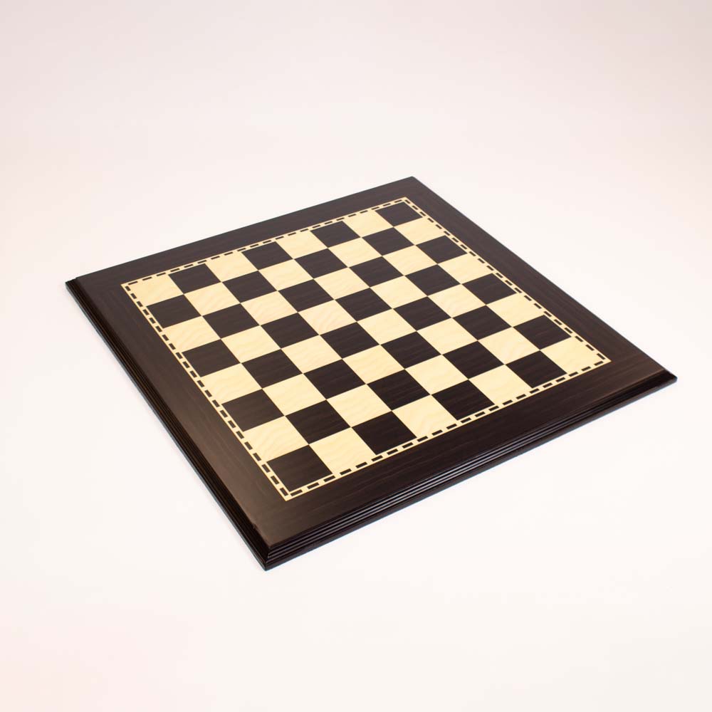 18"Luxury Chess Board with Bevel - Maple and Ebony Finish