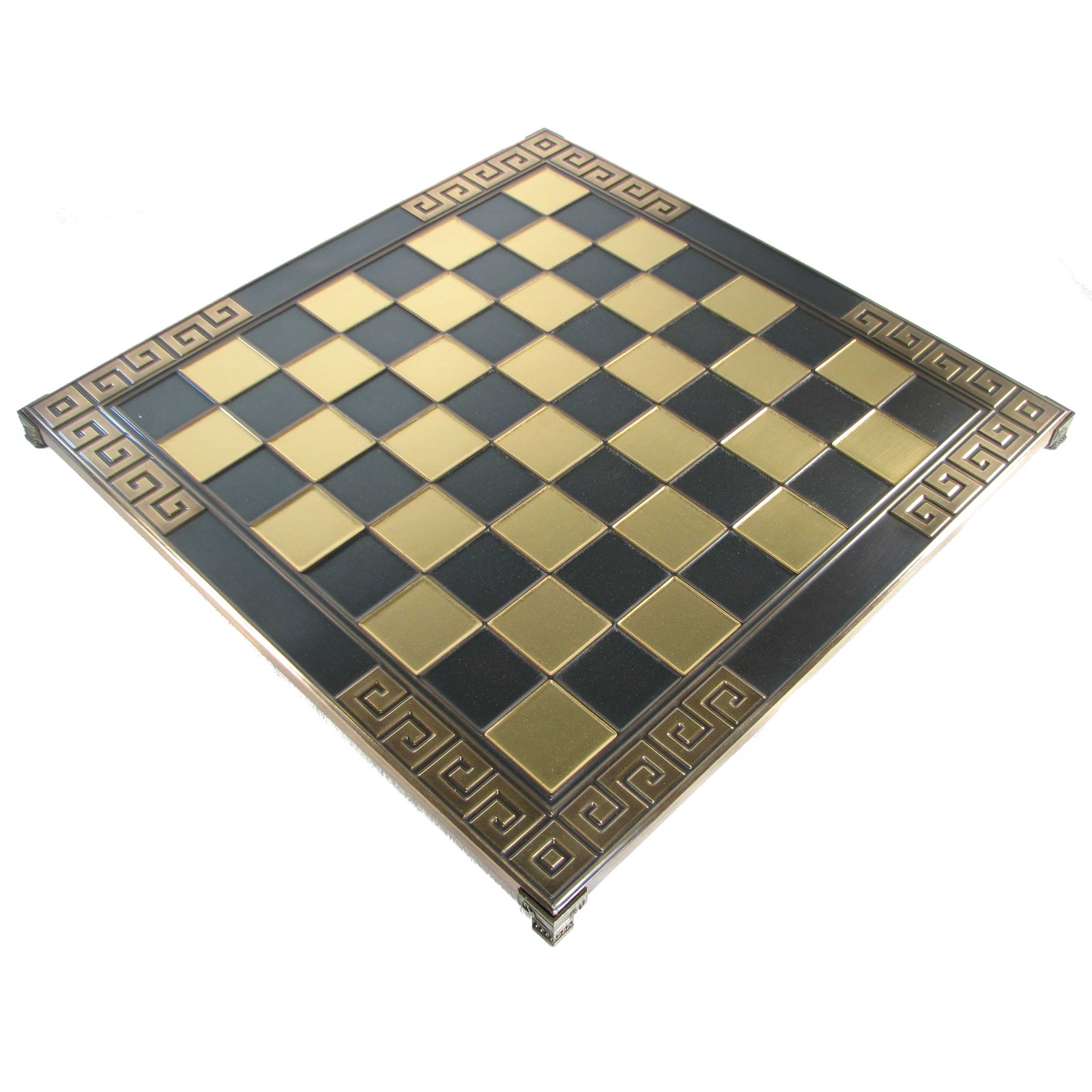 13" Greek Key Metal Chess Board w/ 1 1/8" Squares
