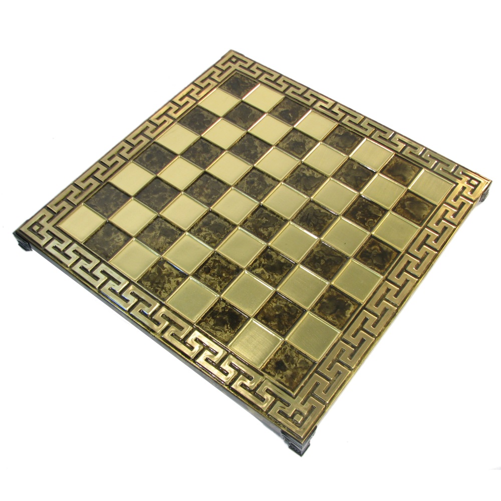 14" Greek Key Metal Chess Board