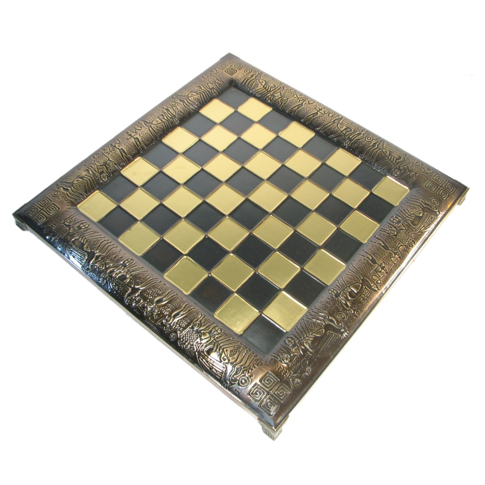 15" Raised Greek Metal Chess Board