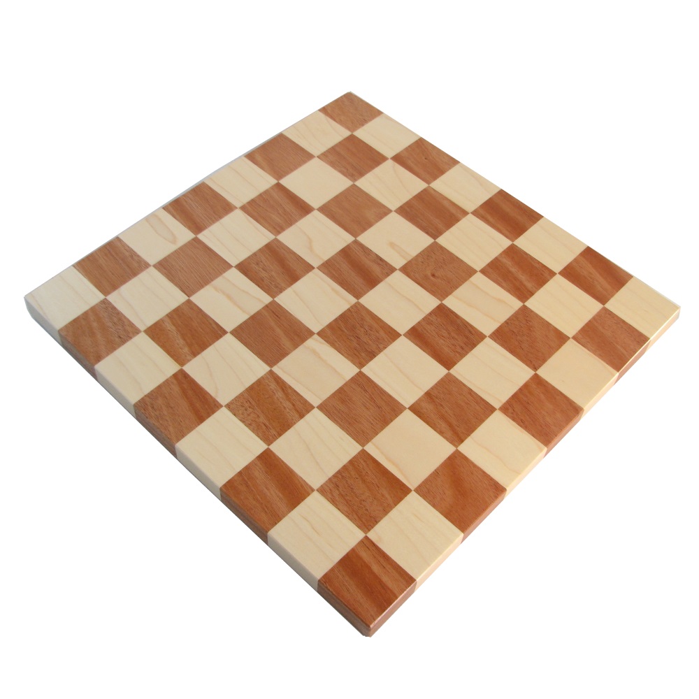 14" Solid Mahogany & Maple Chess Board w/ 1 3/4" Squares