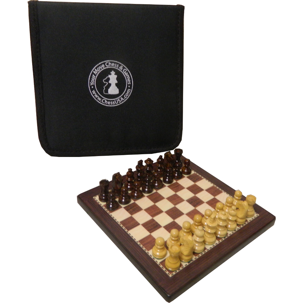 Miniature Best Magnetic Chess Set with Case - Rosewood