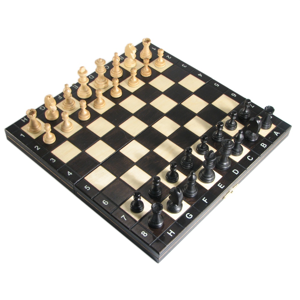 10 1/2" Black Tournament Folding Magnetic Chess Set