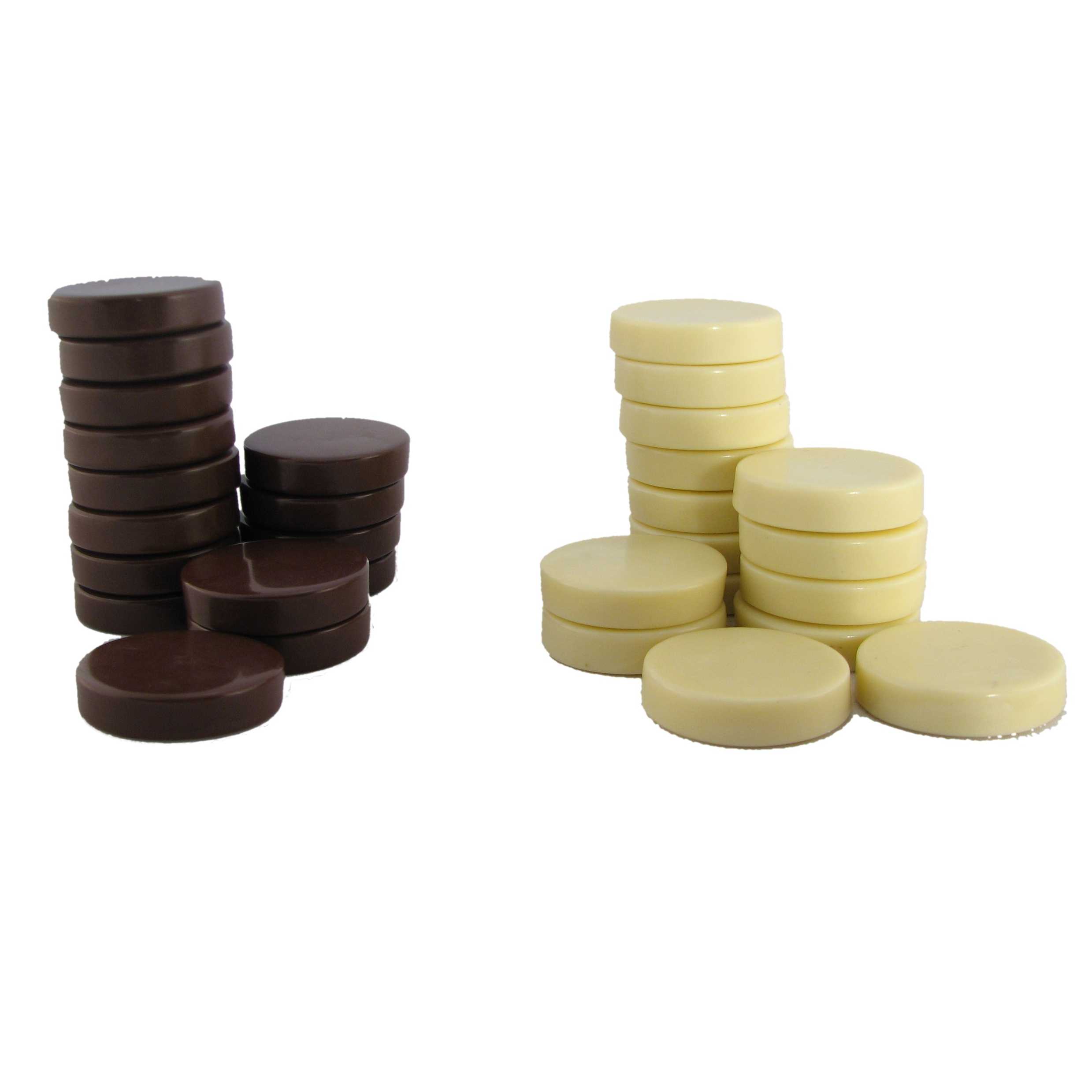 7/8'' Brown and Ivory Backgammon Checkers