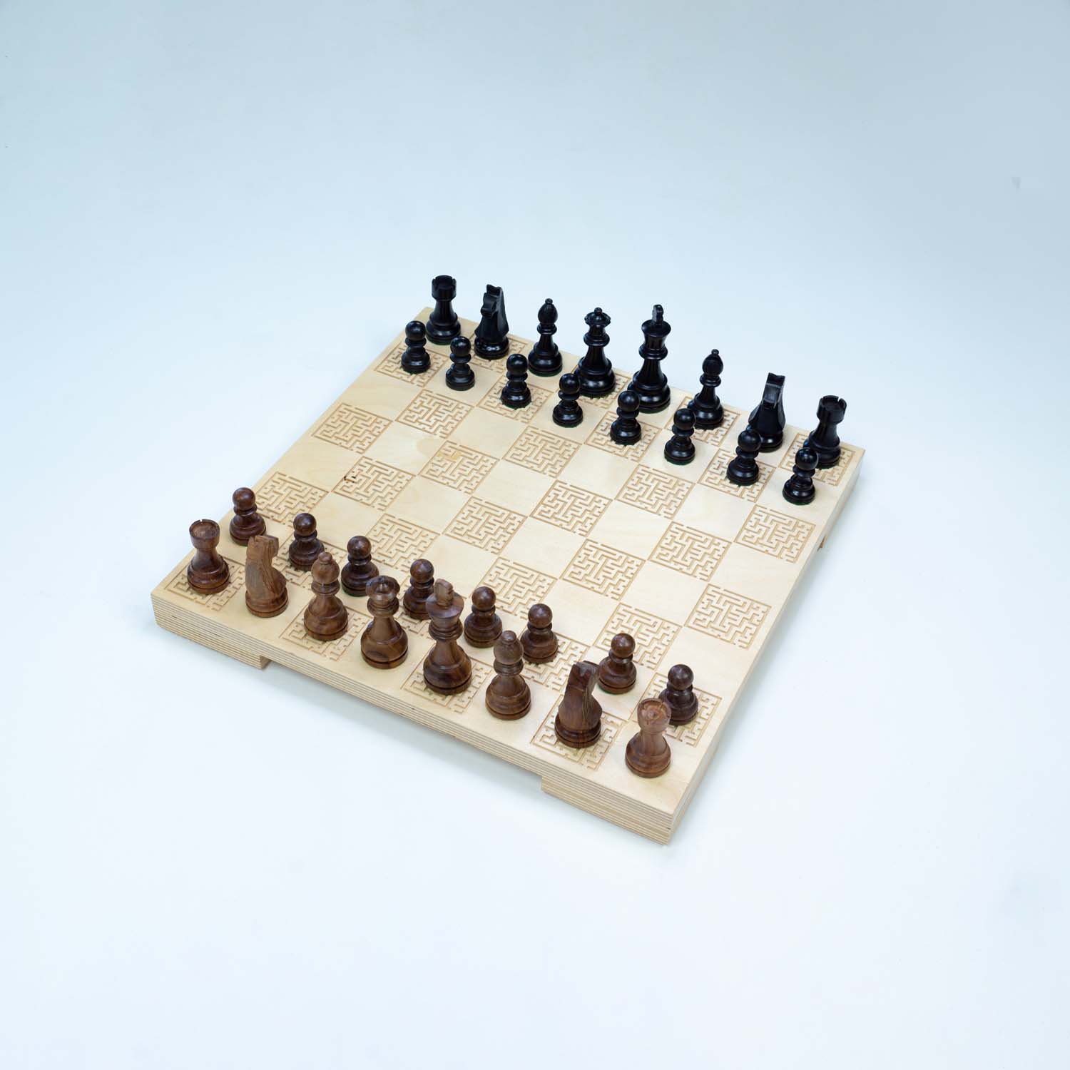 One of a Kind - American Birch Chessboard and Pieces